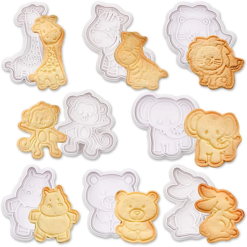 4 Pcs/Set Animal Plastic Biscuit Mold DIY Kitchen Cake Decorating Tools ...
