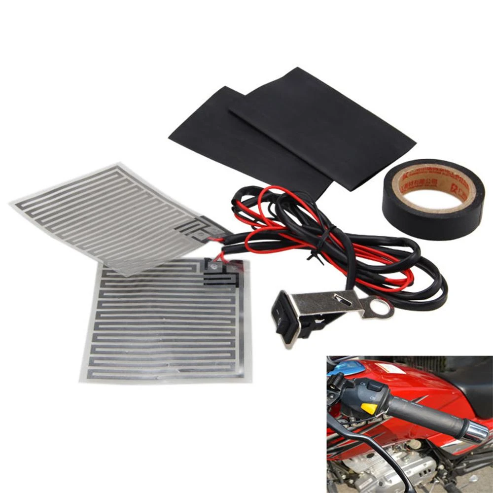 12v Motorcycle Electric Heating Handle Kit Heated Grip Pads+heat ...