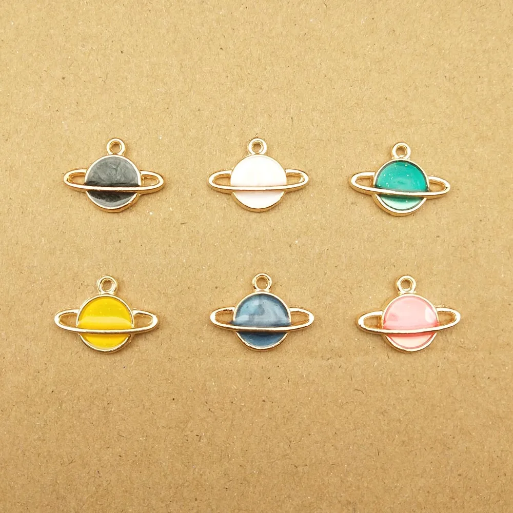 10pcs 12x16mm Enamel Saturn Charm for Jewelry Making Earring Pendant ...