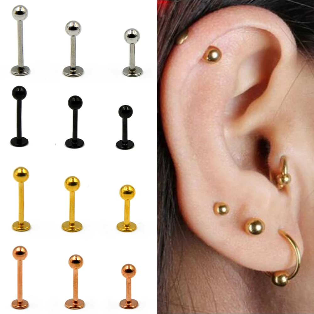 5Pcs-lot-16G-18G-Tragus-Helix-Bar-3-4mm-Ball-Stainless-Steel-Labret-Lip ...