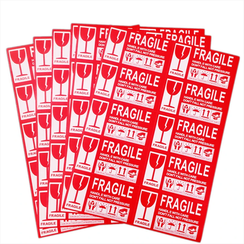 130X70mm 50pcs Fragile Handle With Care Sign Sticker Paper Plane Label ...