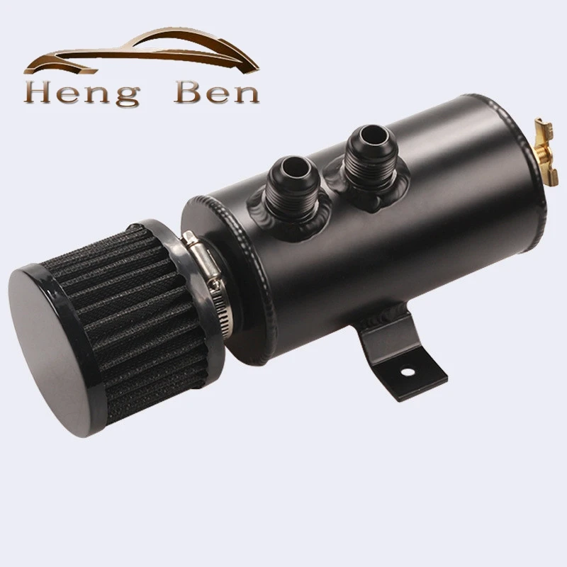 New 0.75L Aluminum Baffled Oil Catch Can Tube Tank AN10 with Breather ...