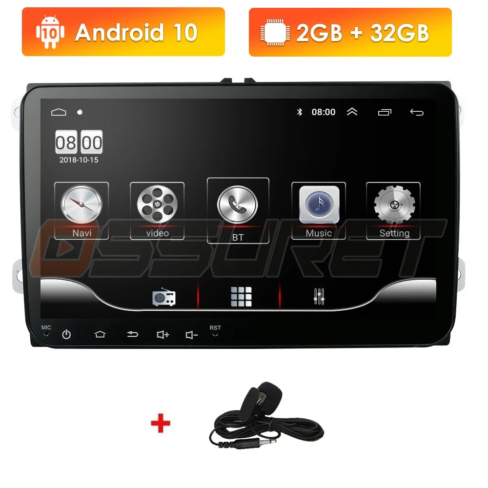 2din Car Navi TIGUAN SCIROCCO Passat B6 TOURAN Android-10 Golf 5 SHARAN ...