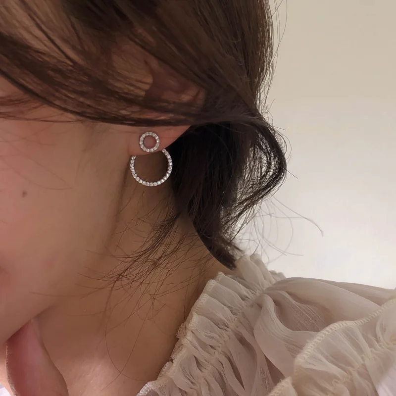 Micro Pave Zircon Front And Back Circle Stud Earrings For Women 2022 New Jewelry Delicate ...