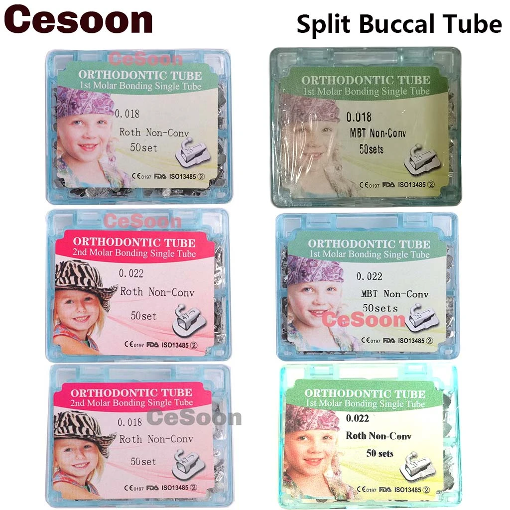 200pcs/50sets Dental Orthodontic Buccal Tube Split Molar Bonding Non ...