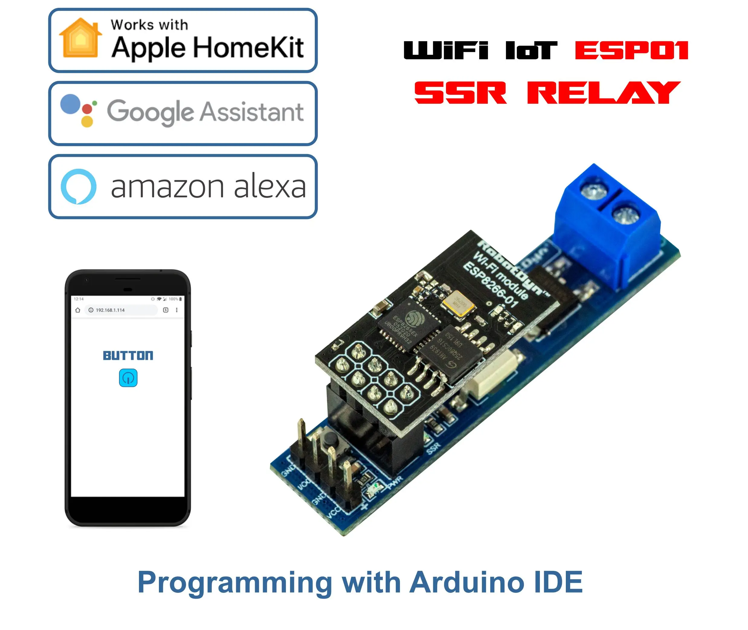 WiFi IoT ESP01 ESP8266 SSR Relay module - solid state relay for AC ...