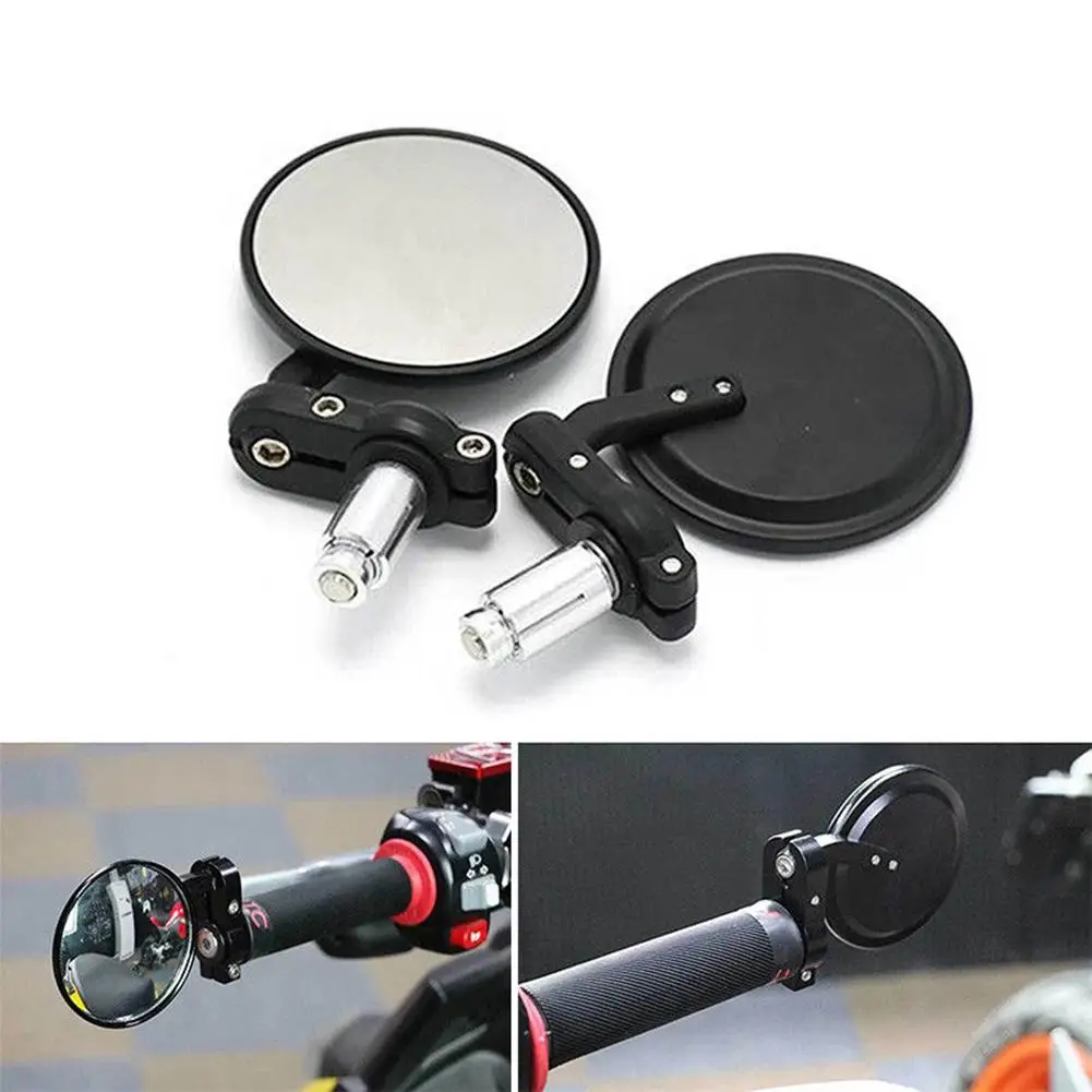 1 Pair 7 8inch Universal Round Handlebar End Motorcycle Rearview Side