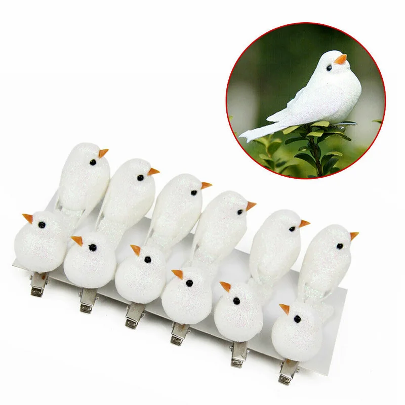 12Pcs-Clip-on-Mini-Fake-Bird-Xmas-Tree-Ornaments-Festival-Garden-Decor ...