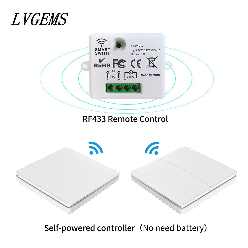 Wireless self-powered switch household 220V remote control Push button ...