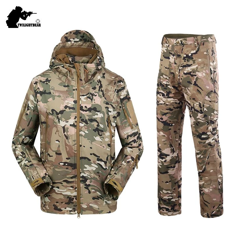 Military Camo Shark Skin Soft Shell Tactical Suits Winter Autumn ...