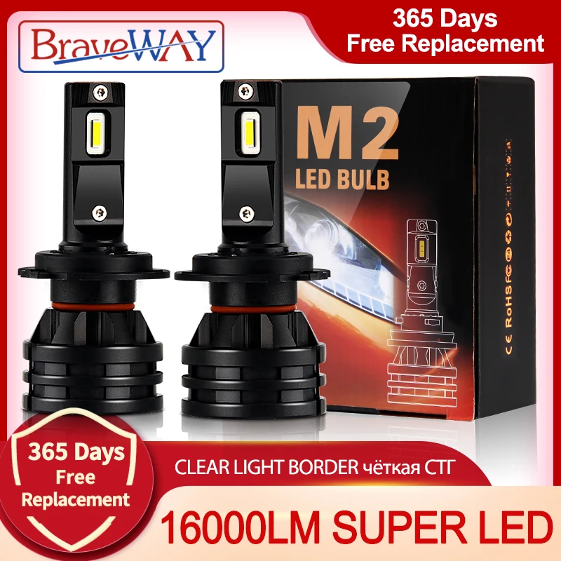 BraveWAY luces del coche H4 LED H7 16000LM H1 H3 H8 H11 LED Auto lámpara para bombillas de faro ...