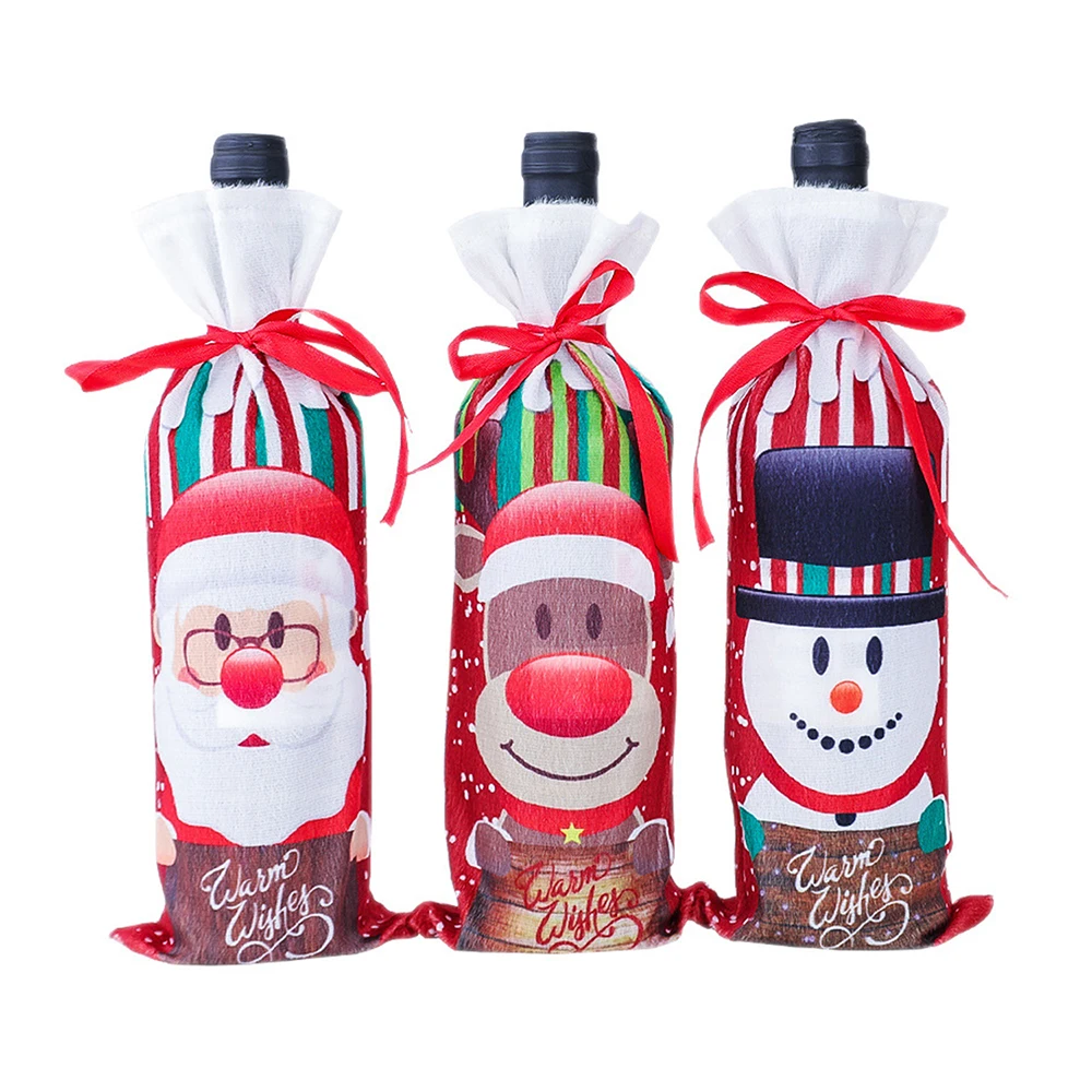 Decoración Navidad Santa Dibujos Animados Creativos Regalo De Navidad Lino Botella De Vino ...