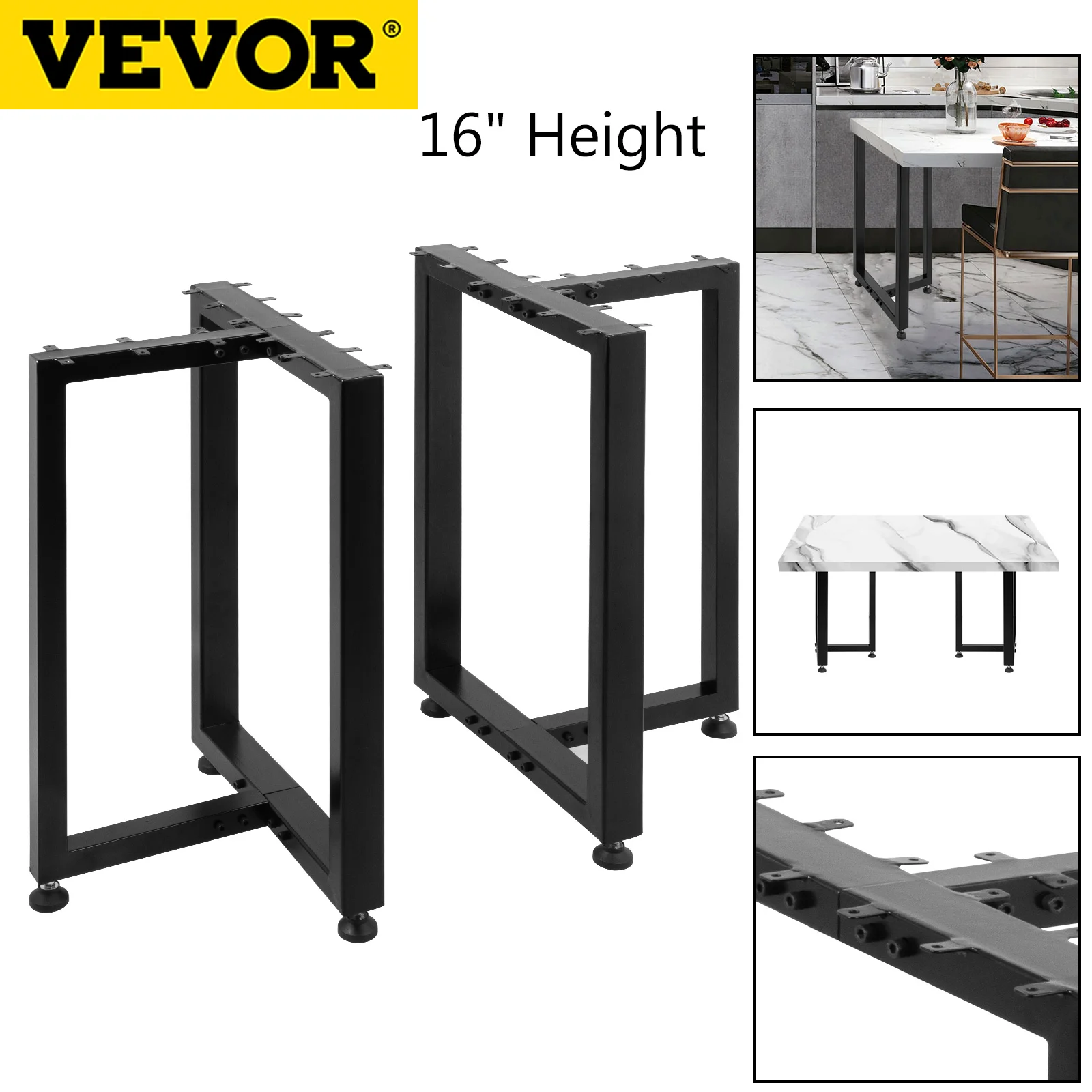 VEVOR 2PCS Metal Table Legs T Shaped Heavy Duty Industry Desk Table ...