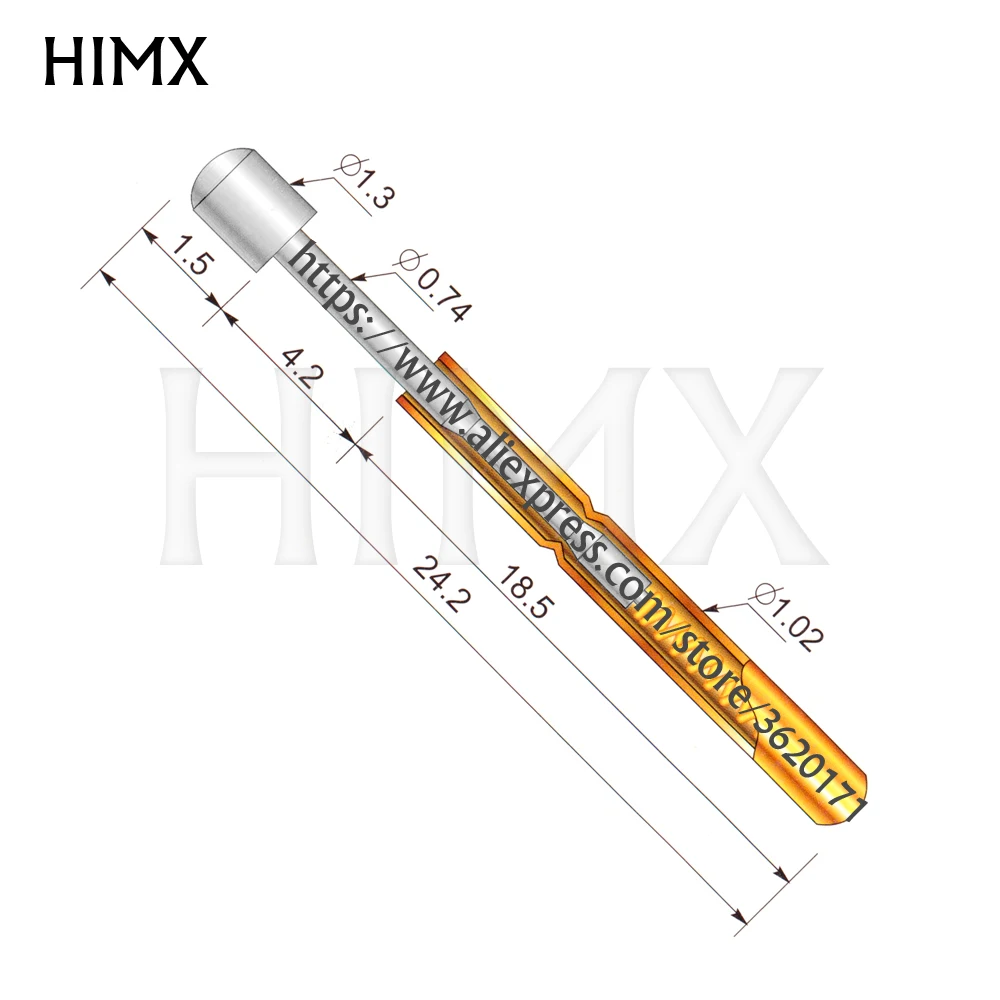 100pcs P11 D2 Metal Spring Test Probes Pogo Pin Tip Dia 1.3mm Length 24 ...
