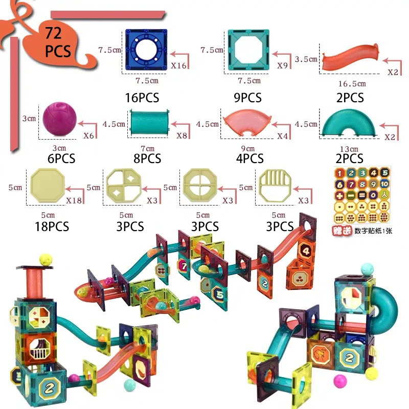DIY Magnetic Building Blocks Toys Sets Magnet Maze Ball Tracks Blocks ...