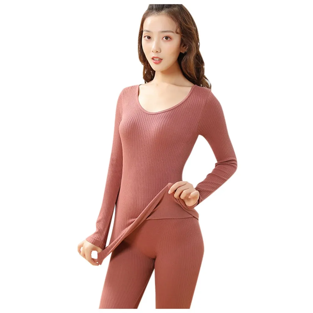 Womail Thermal Underwear Sets Women Cotton Blend Seamless Elastic ...