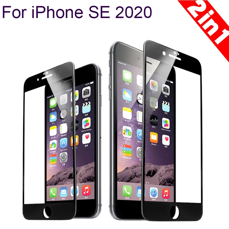 2pcs Full screen full glue Tempered Glass For iPhone SE 2 2020 Screen ...