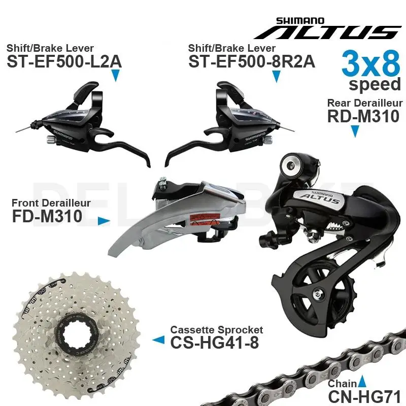 SHIMANO ALTUS ACERA 3x8 Speed Groupset include EF500 Shifters M310 M360 Front/Rear Derailleur ...