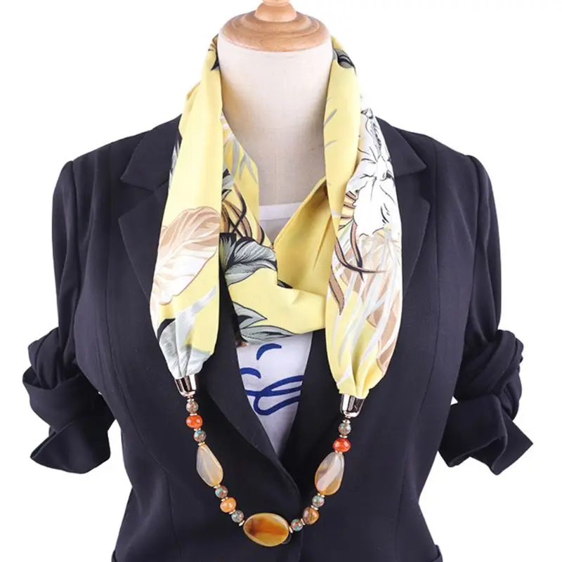 Bufanda infinita de gasa étnica para mujer, collar de cadena con ...