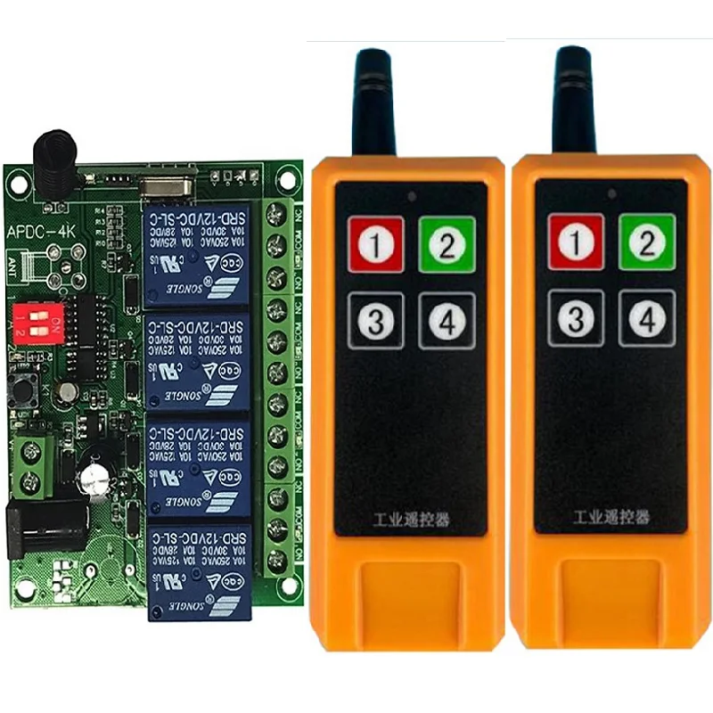 433MHZ-DC-12V-24V-10A-4CH-Relay-Switch-RF-Wireless-Remote-Control ...