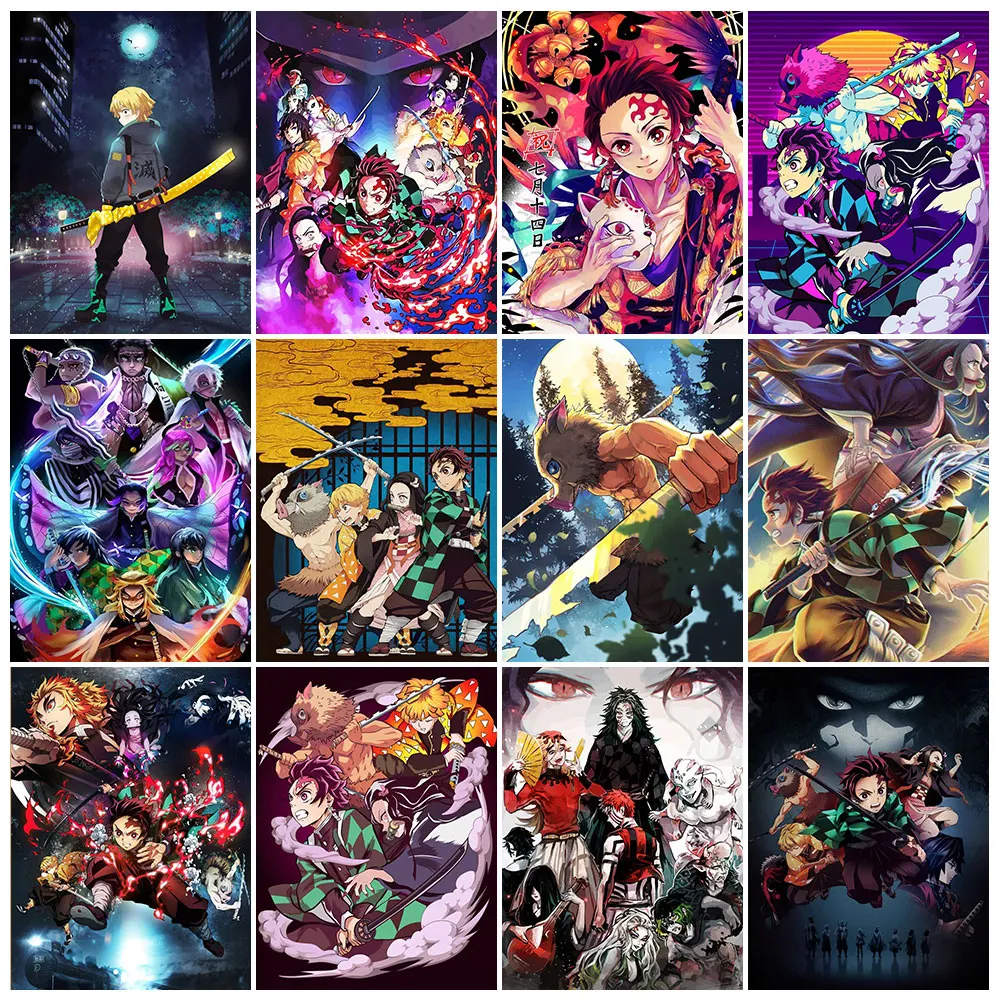 5d Diy Diamond Painting Demon Slayer | Diamond Painting Anime Demon ...
