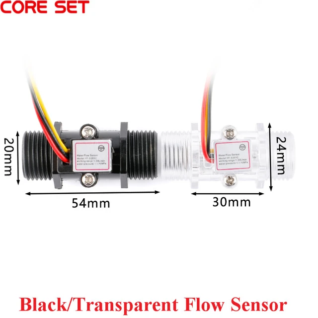 YF-S201C Transparent/Black Flow Sensor Turbine Flowmeter, 44% OFF
