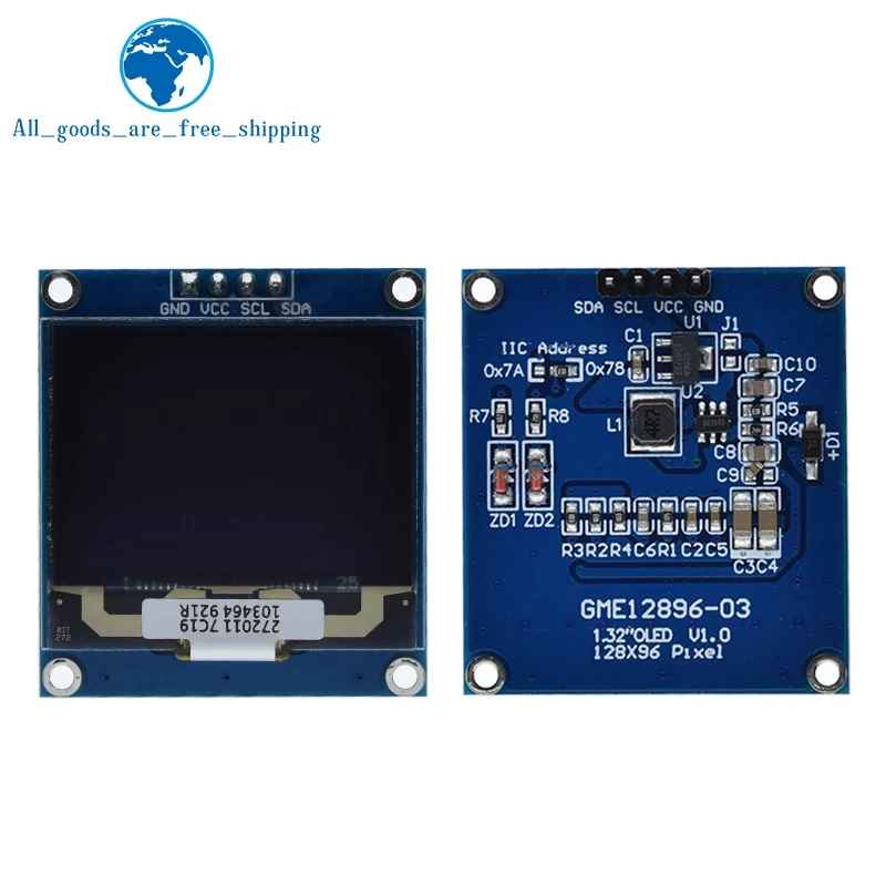 1.32 Inch Oled White 128x96 Lcd Ssd1327 Driver With Grayscale Hd Lcd ...