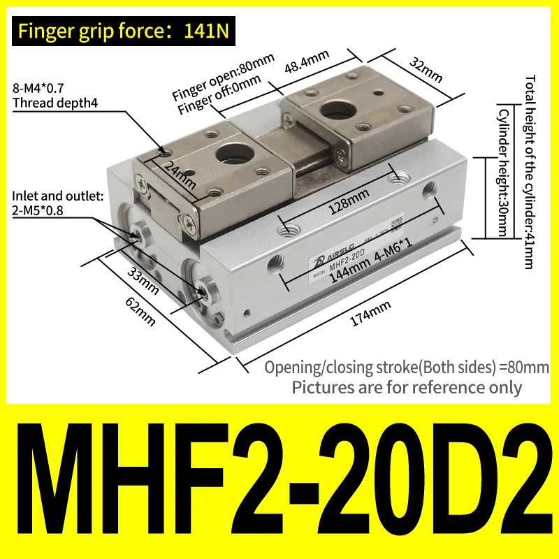 MHF2 двойного действия низкий профиль Воздушный Пневматический зажим цилиндр параллельный захват ...