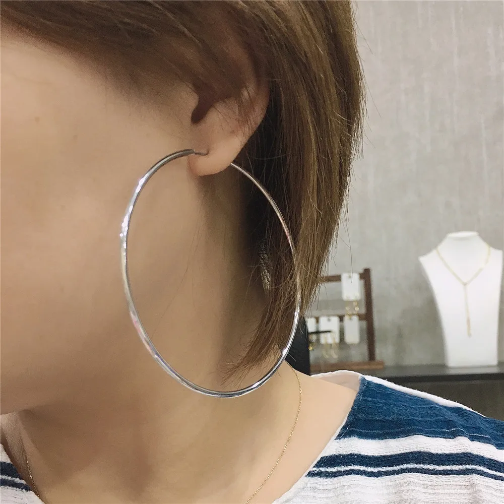 Big Silver Hoop Earrings