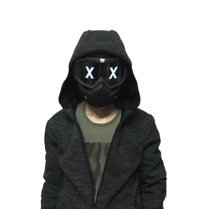 LED Half Face X Glowing Eyes DIY Lights Cosplay Mask - AllCosplay.com