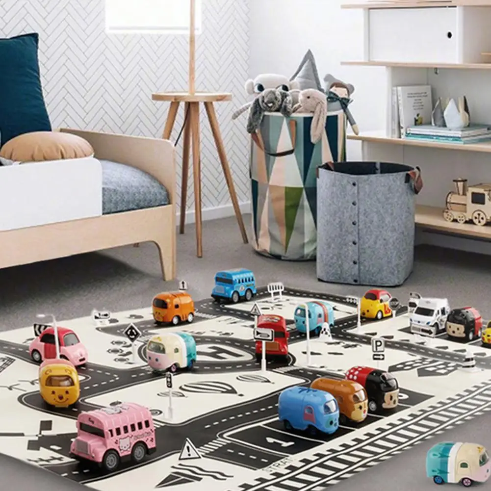 8Play Mat 3x59cm Kids Car City Road Carpet Traffic Signs Blocks ...