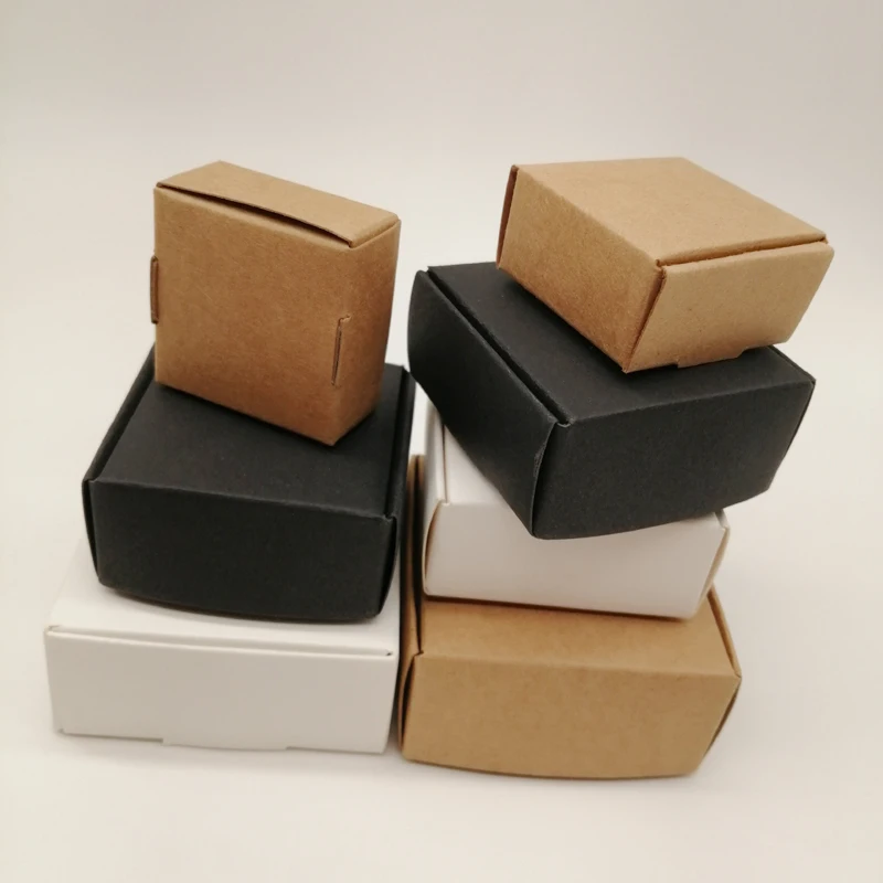 100pcs White/Black/kraft Paper Gift Box Kraft Paper Box for Gifts ...