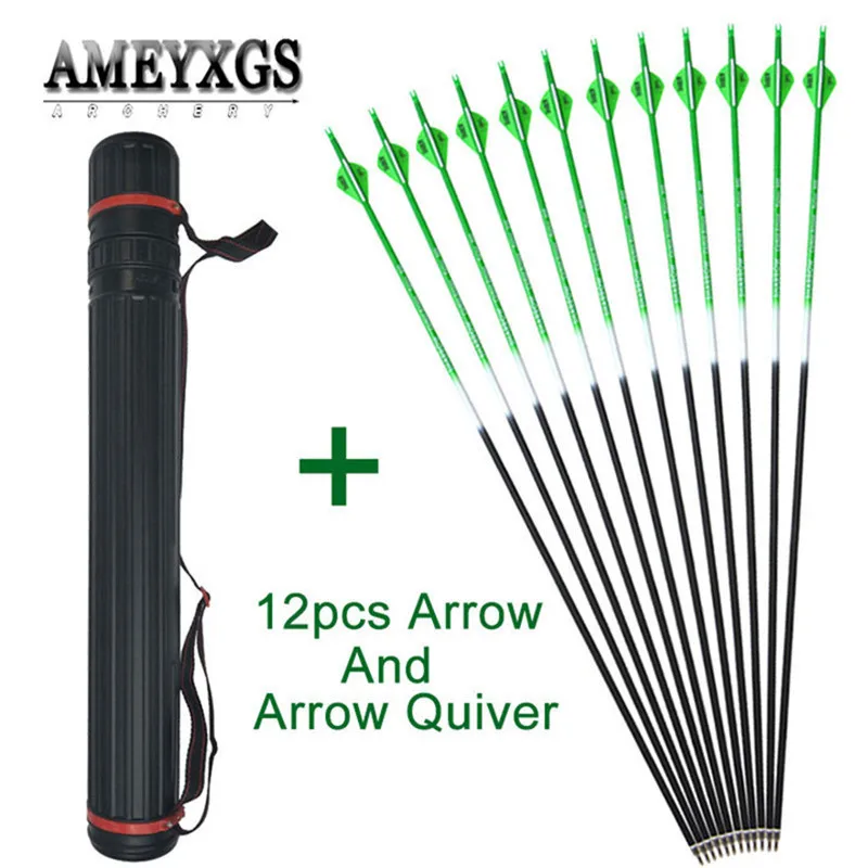 12pcs 31.5inch 500 Spine Carbon Arrow And Quiver Compound/recurve Bow ...