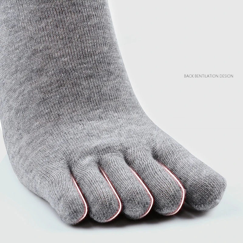 5 Pairs of Solid White Black Gray Men Toe Socks – Bamboo Fiber Male ...
