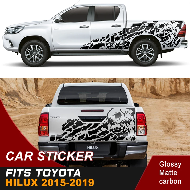 Graphic Viny Car Sticker Custom Fit For Toyota Hilux 2015-2019 Skull ...