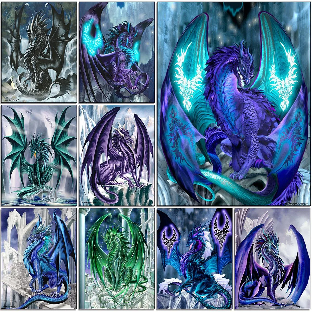 Mosaic Art & Collectibles Mixed Media & Collage Dragon Diamond Painting ...
