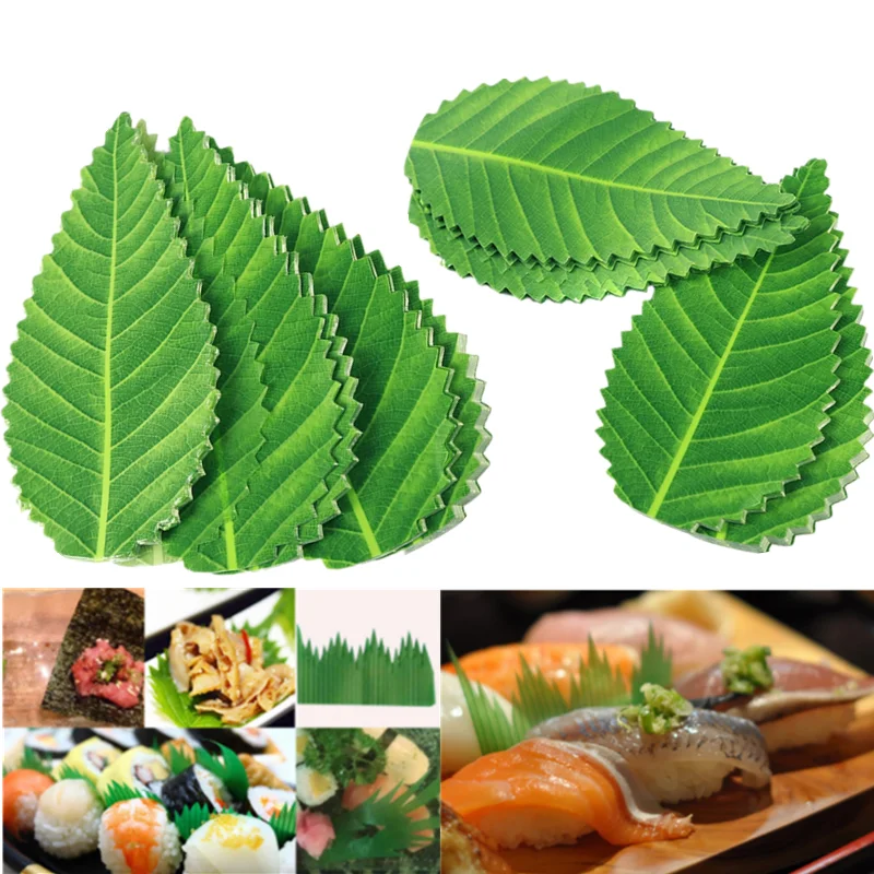 200pcs Green Leaf Japanese Food Sushi Decoration Leaves Sushi Grass ...