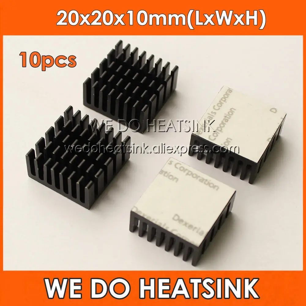 WE DO HEATSINK 10pcs 20x20x10mm Black Anodized and Slotted Aluminum ...