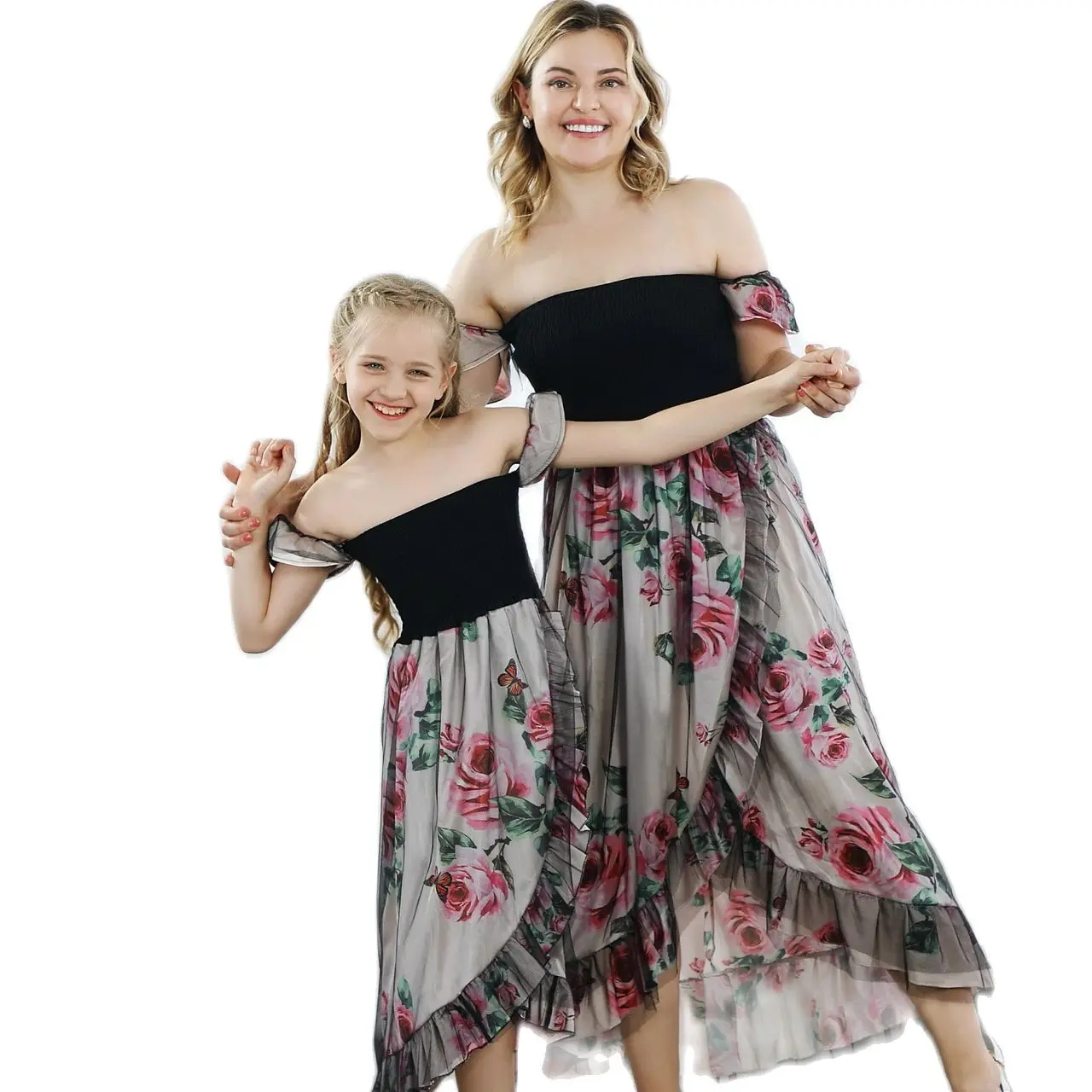 Mother Daughter Dresses Summer New Fashion Matching Off Shoulder Mom ...
