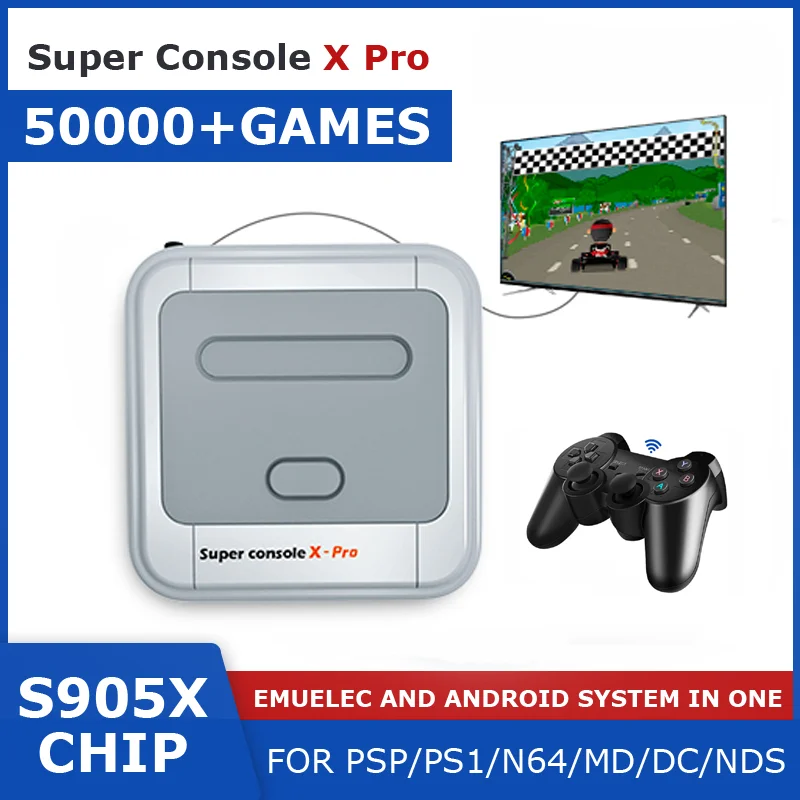 Retro Video Game Console Super Console X Pro For Psp /ps1/n64/dc With 50000+mini Game Android Tv ...