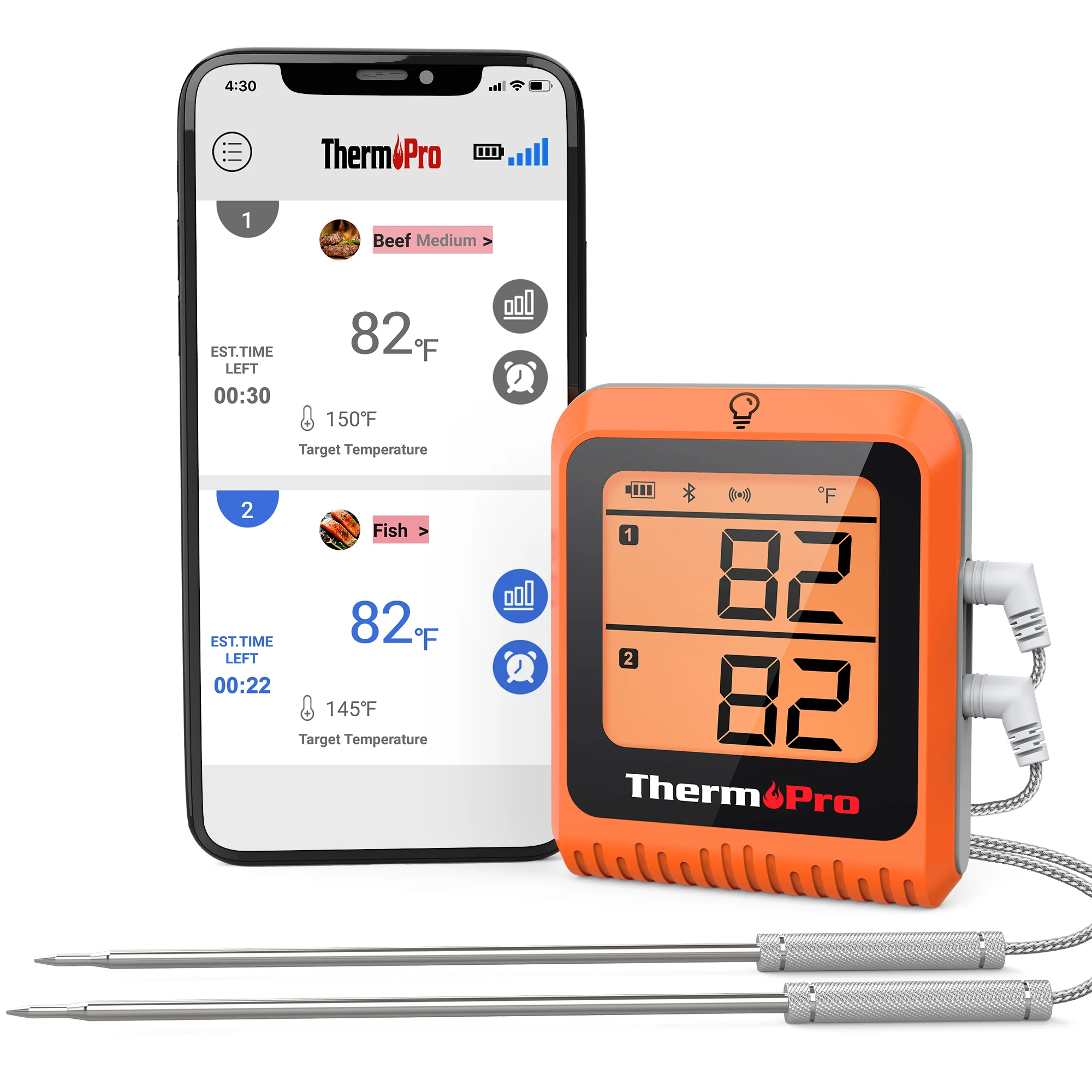 ThermoPro TP920 Wireless Meat Thermometer 150M Bluetooth Rechargeable ...
