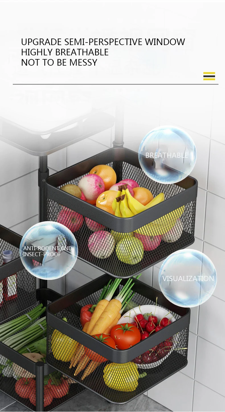 Installation-free Kitchen Rotating Rack Floor Multi-layer Multi ...