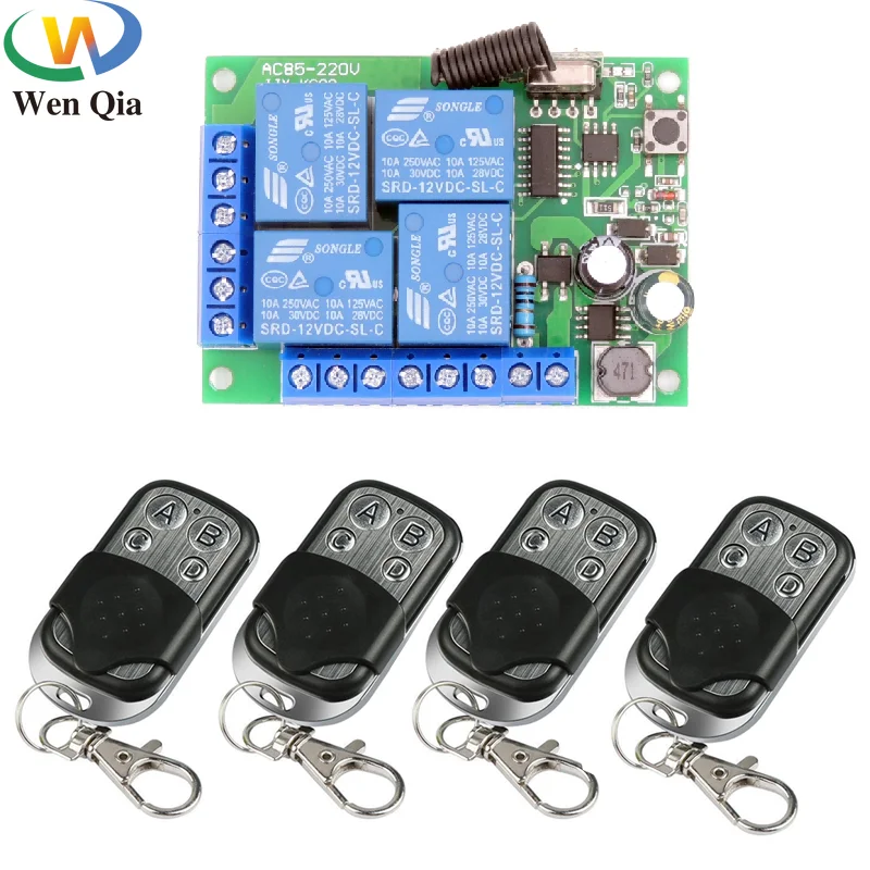 AC 85V~220V 10Amp 2200W 4CH Remote Control Switch Wireless Receiver ...