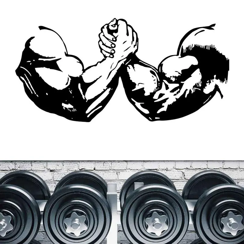 Bodybuilder Gym Fitness Sport Muscles Arm Wrestling Wall Sticker Vinyl ...