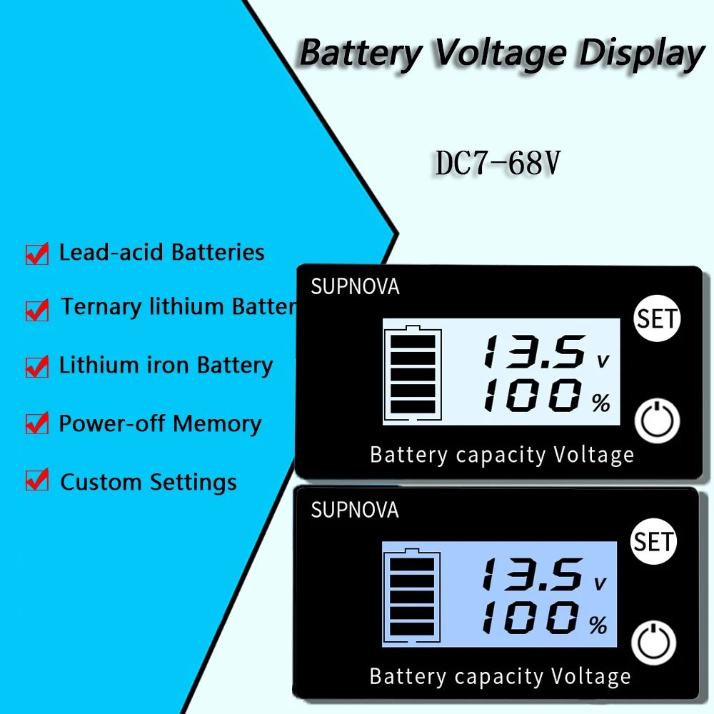 Battery Capacity Indicator Dc 7v-68v Lead Acid Lithium Lifepo4 Car ...