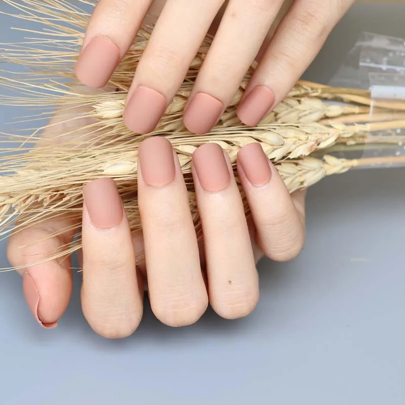 The latest design and popular solid color fake nails matte short square ...