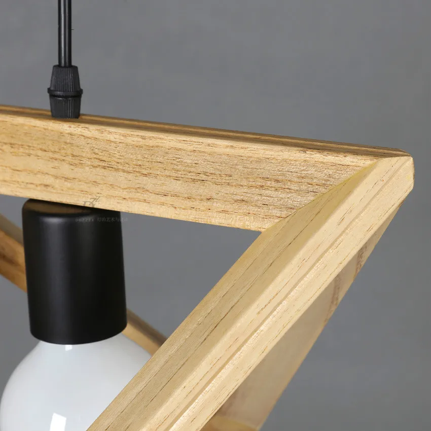 Wooden Geometry Pendant Lights Living Room Dining Room Restaurant ...