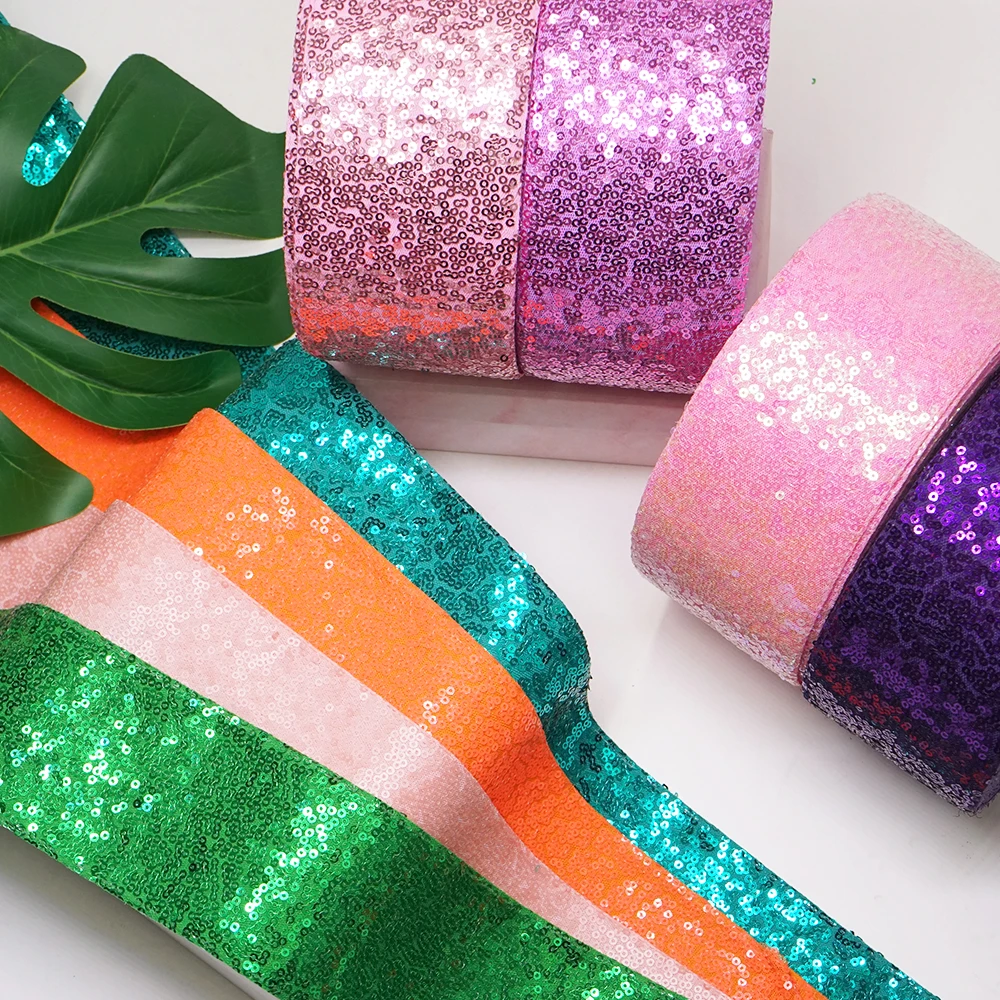Top Ribbon 5 yard/roll 3 inch 75MM Reversible Sequin Ribbon|Ribbons ...