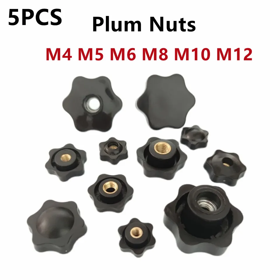 5pcs M4 M5 M6 M8 M10 M12 Plum Hand Tighten Nuts Handle Thread ...
