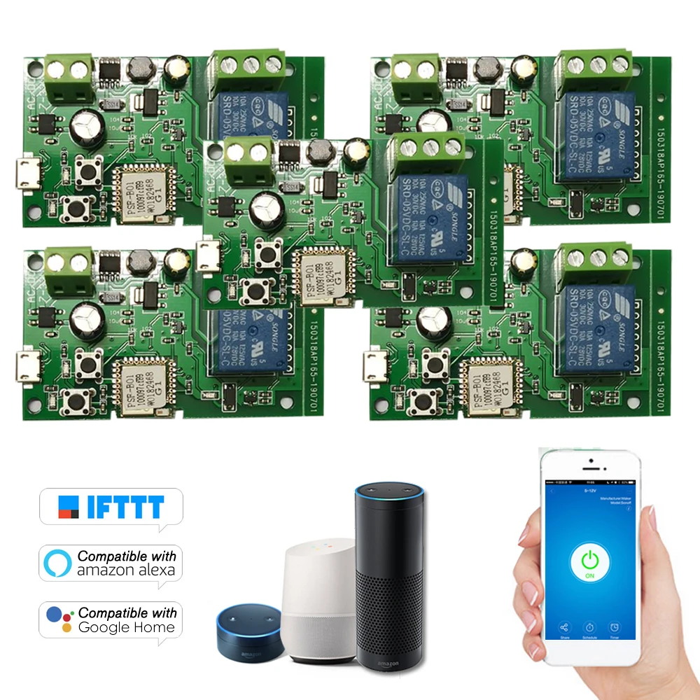 5pcs/lot Dc5v 12v 24v 32v Wifi Switch Wireless Relay Module Smart Home ...